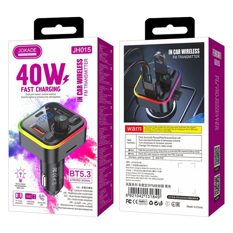 FM-Модулятор PD20W+QC3.0 Jokade JH015