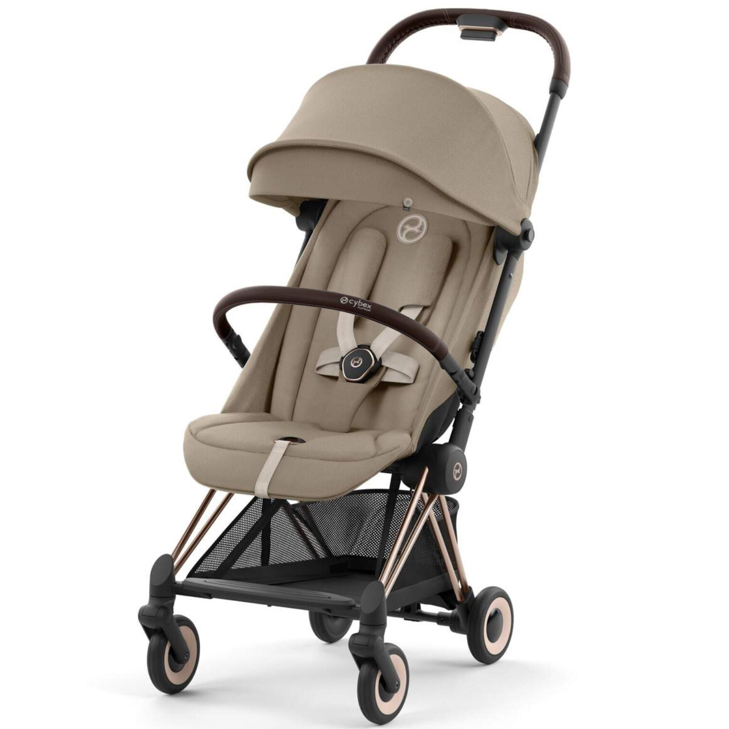 Коляска прогулочная Cybex Coya Rosegold Cozy Beige с дождевиком и бампером 522005611