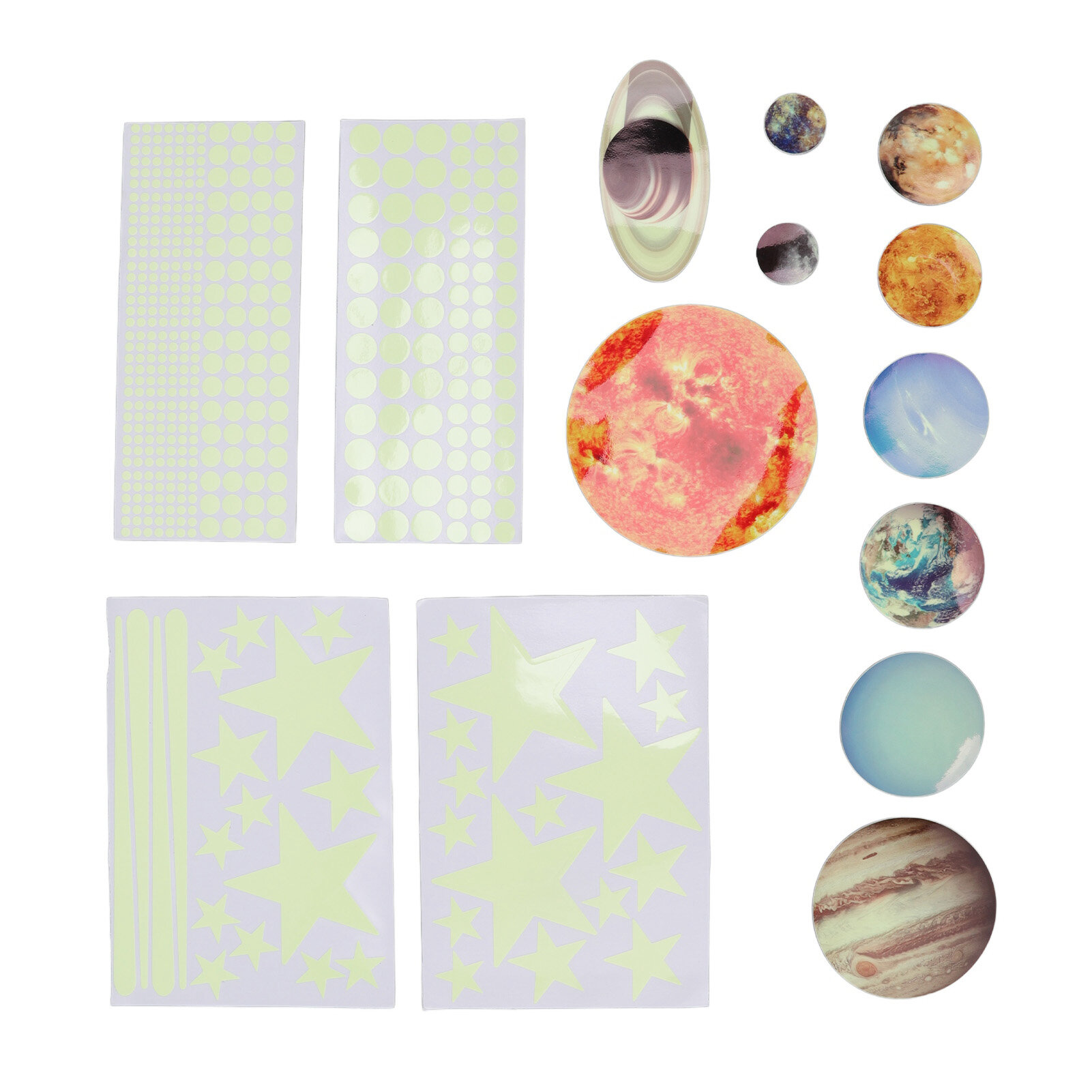 Светящиеся Наклейки Планет: 14 Штук Водонепроницаемый ПВХ Масштабная Солнечная Система Светящиеся Наклейки Для Стен - Идеальный Образовательный Подарок Светящиеся Звезды Для Детской Комнаты И Класса