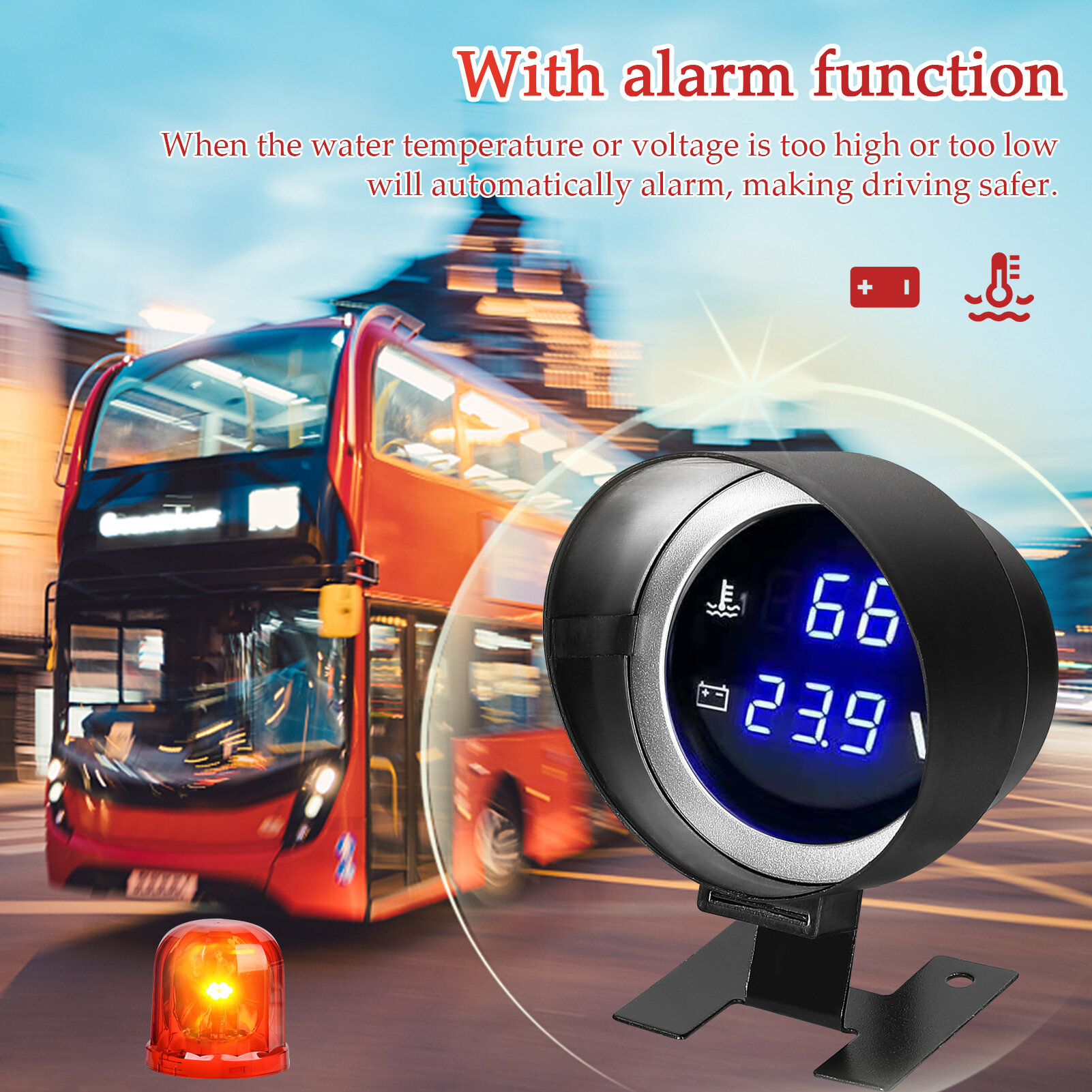 Универсальный автомобильный цифровой датчик 2 в 1, датчик температуры воды, вольтметр, 9-36 В с датчиком 1/8NPT, дисплей по шкале Фаренгейта/ для автомобиля, грузовика, внедорожника, автофургона