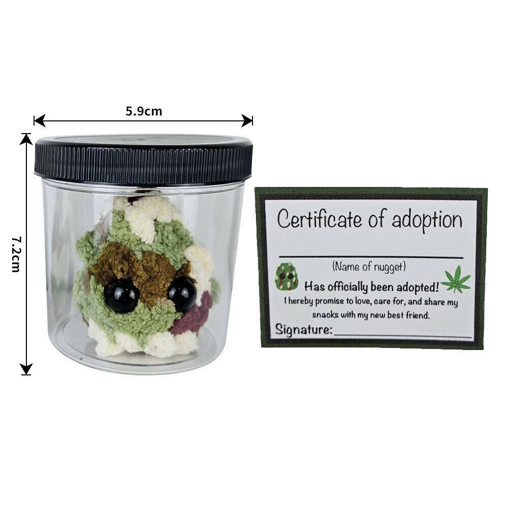 Плюшевая игрушка high quality weed nugget с карточкой усыновления и банкой