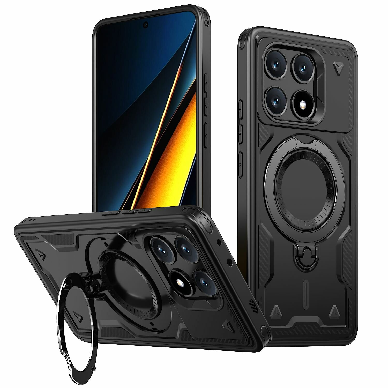 Чехол Magneto Case с кольцом для Poco X6 Pro черный