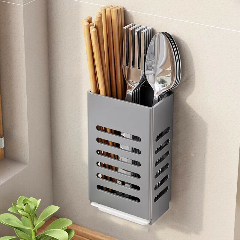 Huxiansen Stainless Steel Chopstick Holder, Kitchen Utensil Storage Rack, Wall-Mounted Chopstick Cage, Spoon Organizer Box for Home Use