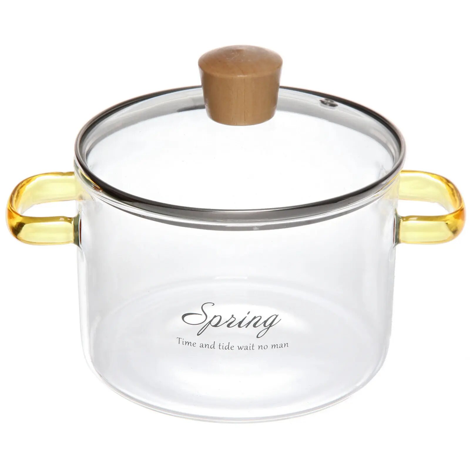 Кастрюля из боросиликатного стекла 1,5л «Хай-Тек», экологичная, с коричневыми ручками