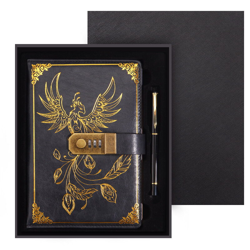 Блокнот "Phoenix Black", А5, с паролем, подарочная упаковка