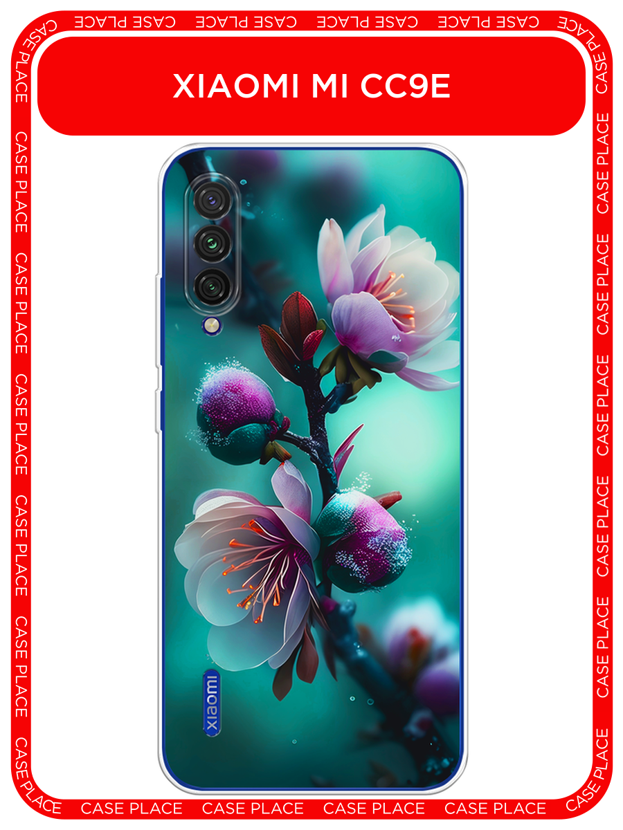Чехол на Xiaomi Mi CC9E/Mi A3 / Сяоми Mi CC9E/Mi A3 с принтом Цветущая веточка