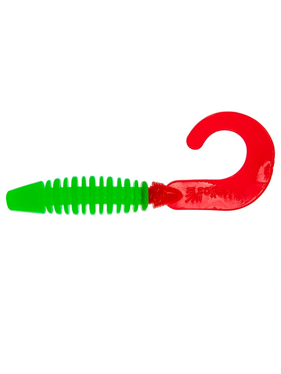 Твистер Helios Din 3,11"/7,9см Lime & Red 6шт. (HS-33-021)