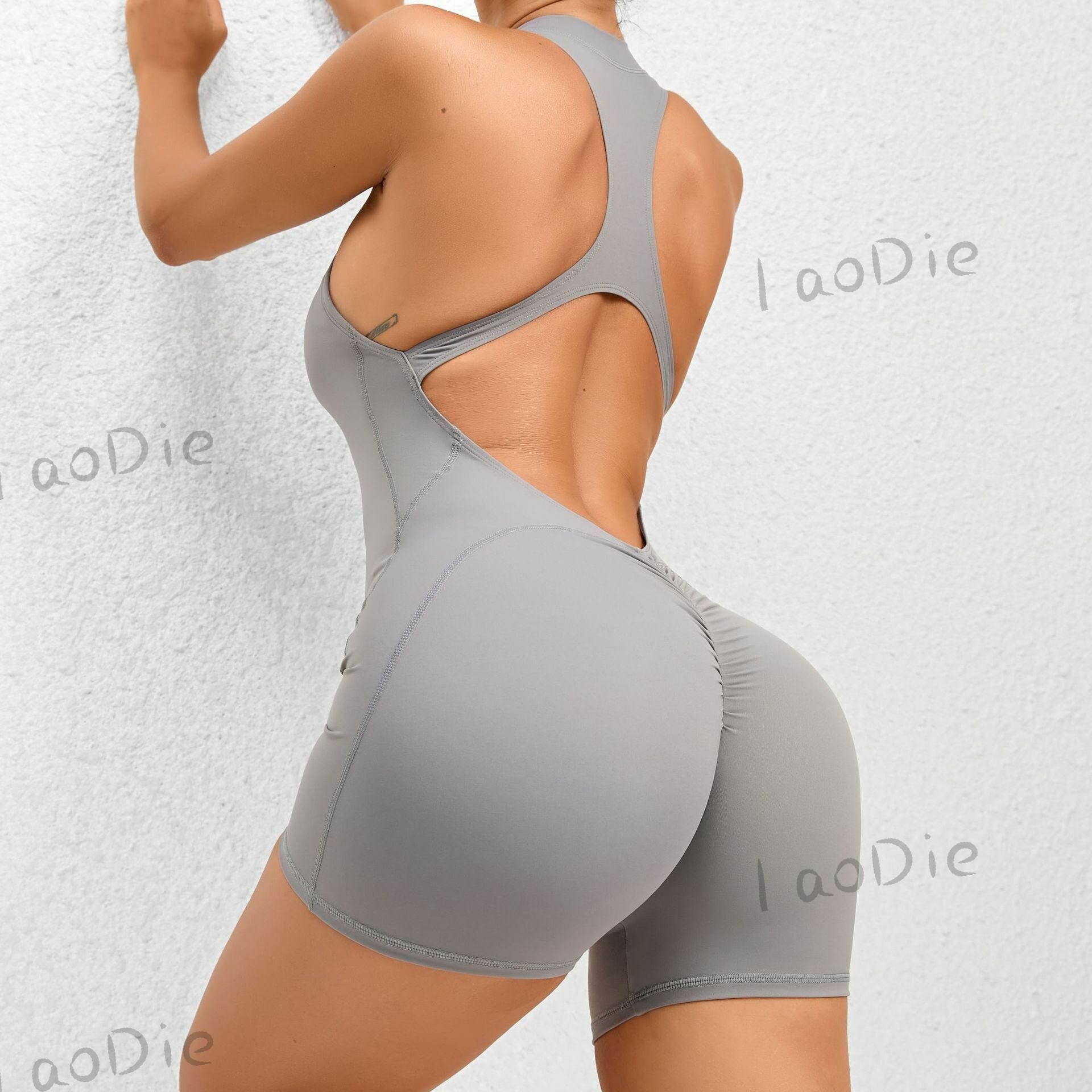 Женское боди для йоги без рукавов с открытой спиной, комбинезон для фитнеса 40-48