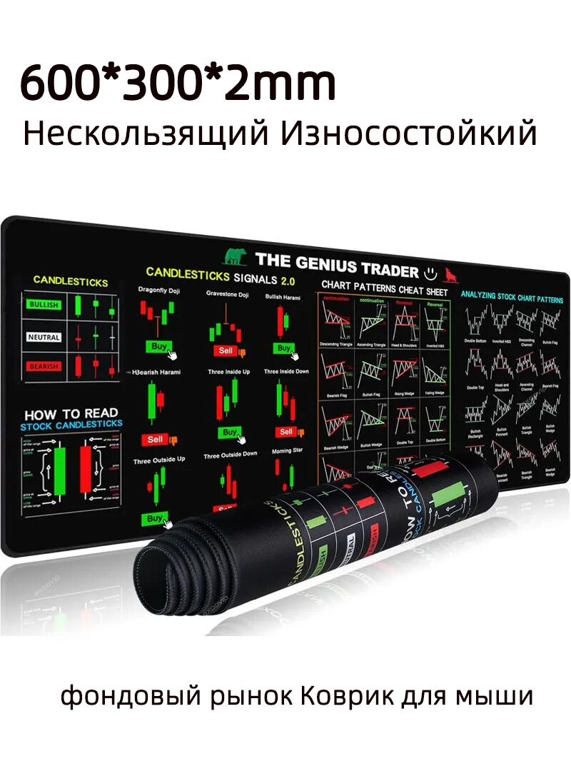 EXCO Коврик для мыши фондовый рынок гениальный трейдер коврик на стол 600x300x2mm