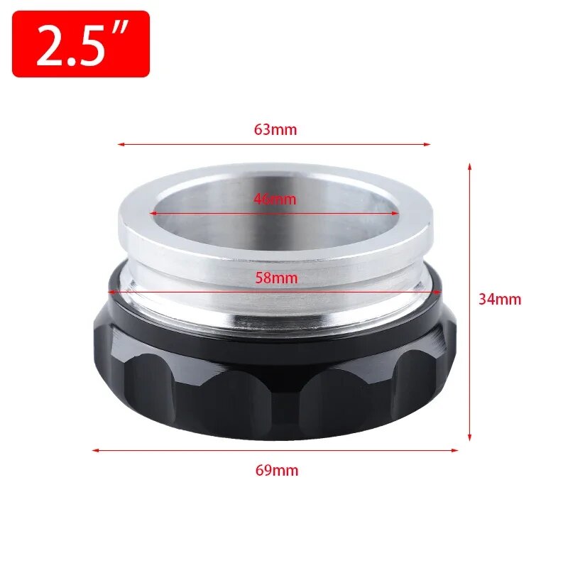 OD 1 "/2"/2,5" масляный топливный бак для воды, крышка резервуара, охладитель охлаждающей жидкости из алюминиевого сплава, сварные крышки на заливной горловине, черный, серебристый цвет