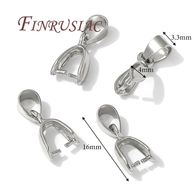 Позолоченные латунные бейлы для подвесок FINRUSIAC 10 pieces, Rhodium Plated