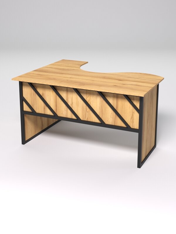 Стол эргономичный офисный СЭ-14 (правосторонний) "стронг" в стиле лофт декор №2, Дуб Золотистый