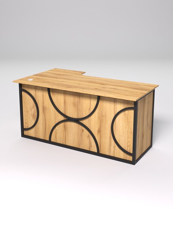 Стол эргономичный офисный СЭ-18А (правосторонний) "стронг" в стиле лофт декор №1, Дуб Золотистый