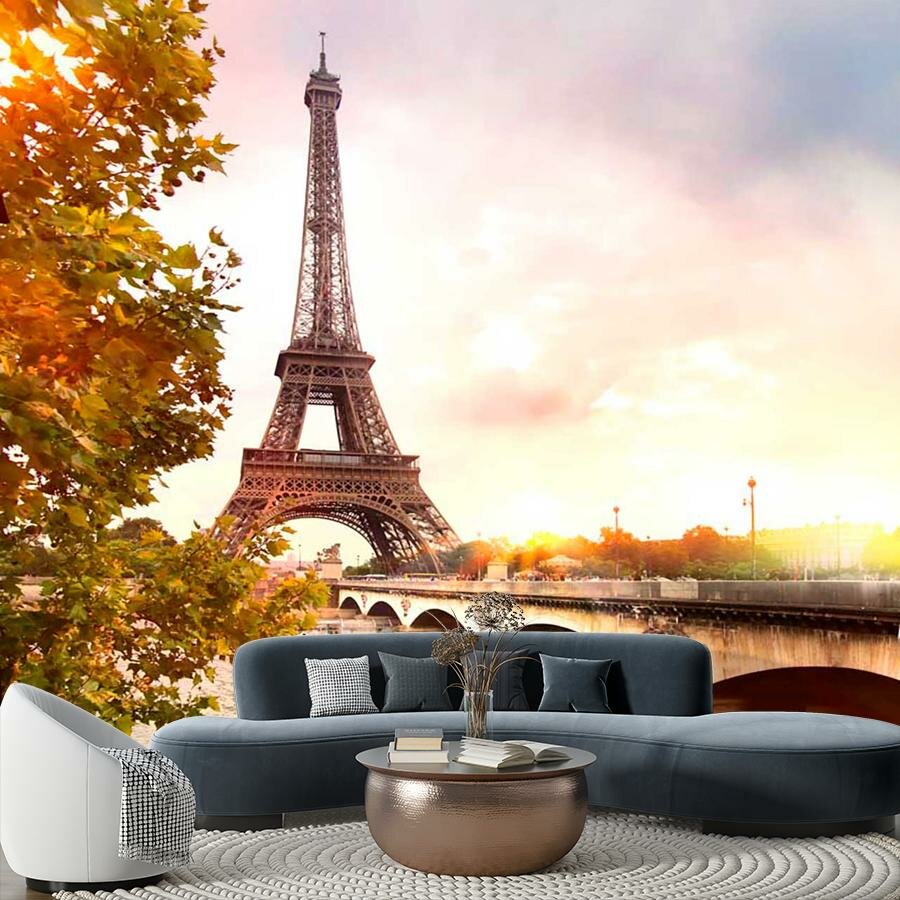 Фотообои Эйфелева башня вид снизу 9-744-S-Холст 270 x 200 см (ВхШ) Бесшовные, флизелиновые, влагостойкие обои