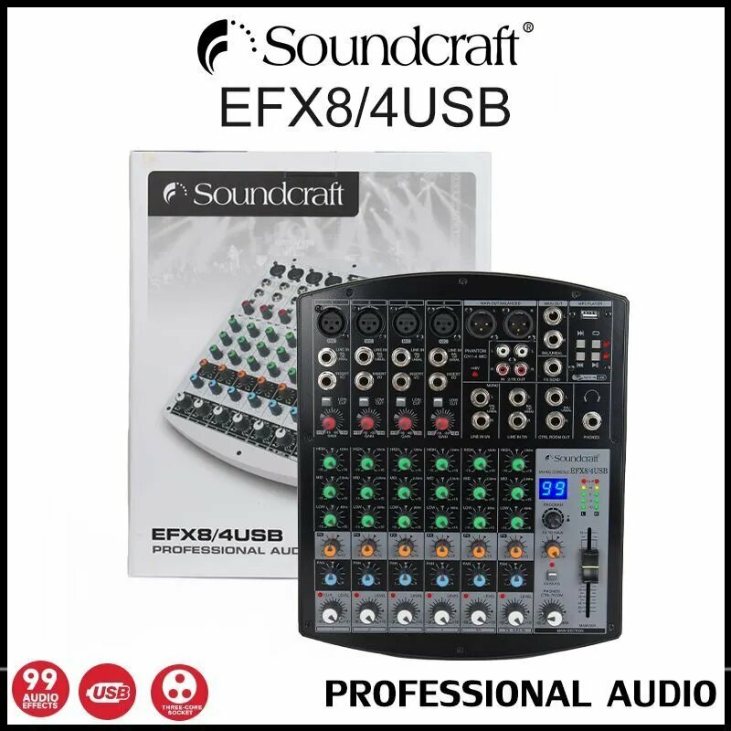 Микшерный пульт Soundcraft EFX8/4USB с 99 аудиоэффектами, USB и MIDI-контроллером
