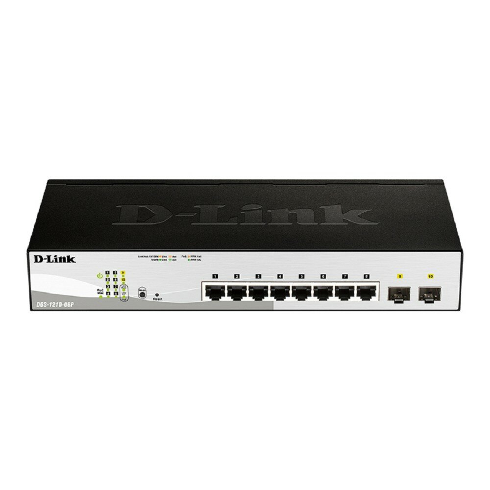Коммутатор DGS-1210-08P D-Link Для малых рабочих групп