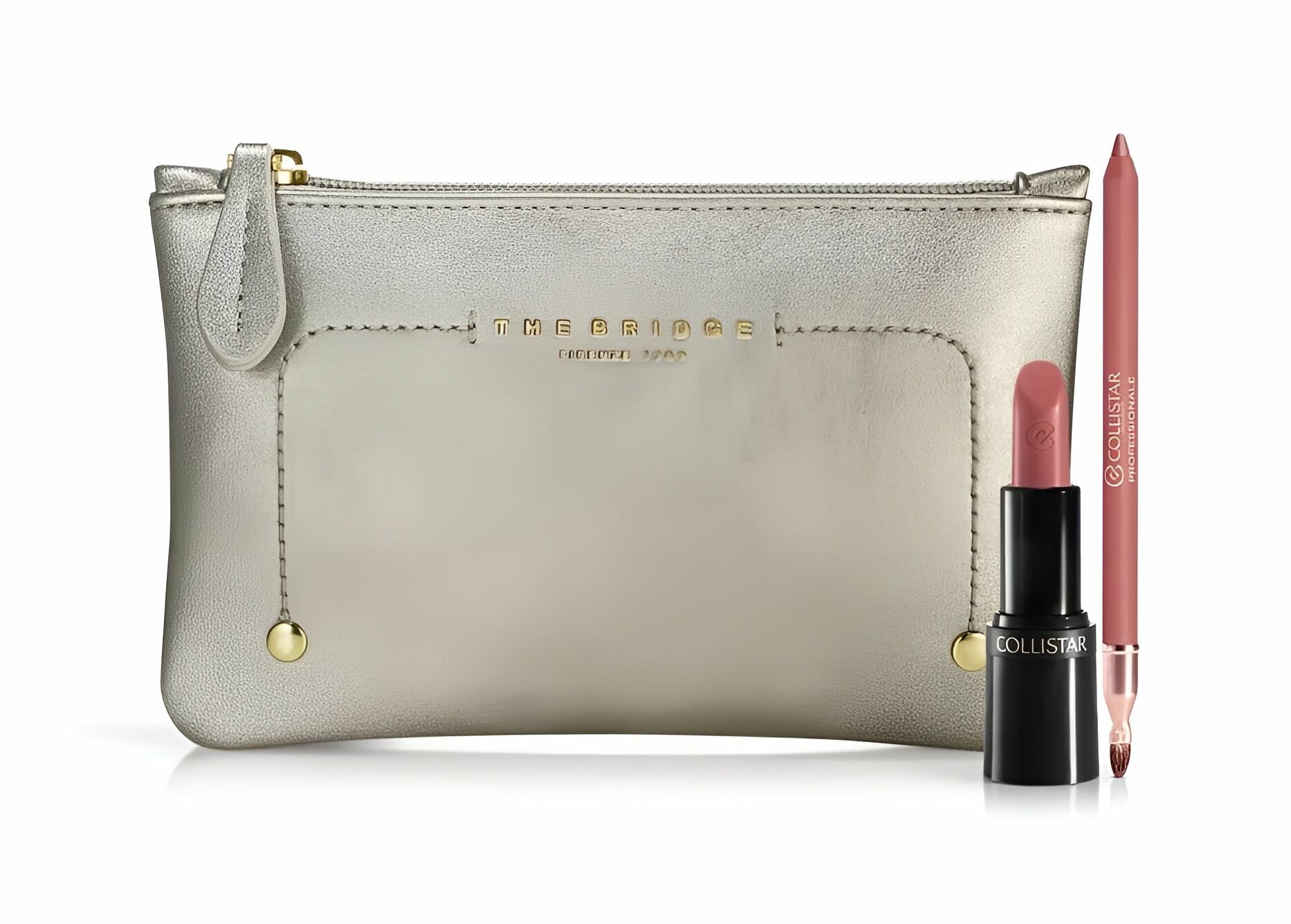 Collistar - набор: Помада для губ PURO, № 101 Blooming Almond 3,5 мл + карандаш для губ № 08 Rosa Cameo 1.2 мл + косметичка