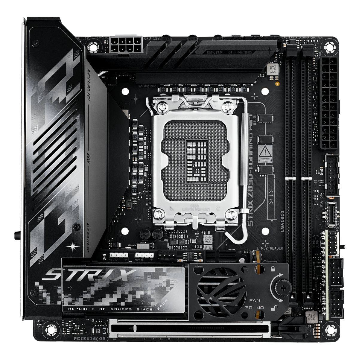 ASUS Материнская плата Socket1851 ASUS ROG STRIX Z890-I GAMING WIFI (iZ890, 2xDDR5, M.2, SATA III, RAID, PCI-E, HDMI, 2xTB, 2.5Гбит LAN, WiFi, BT, 10Гбит USB, 20Гбит Type-C, mini-ITX) (ret)