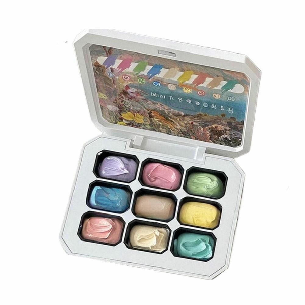 Мини-клей с девятью ячейками, окрашенный масляной краской, подходит для палитры теней для век, градиентной росписи ногтей.