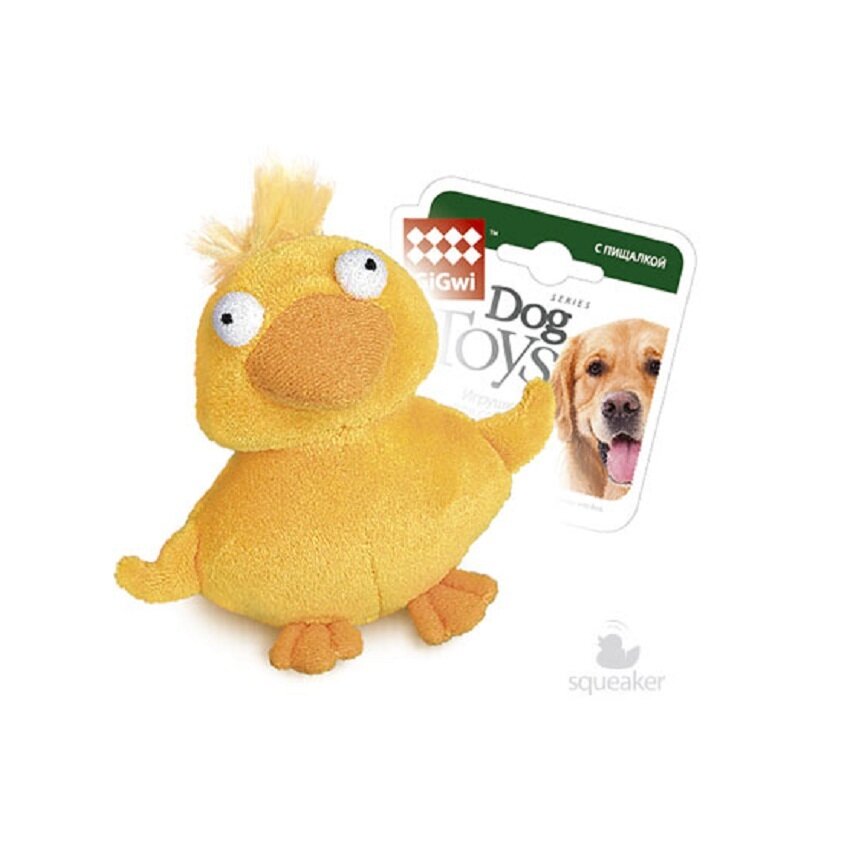 GiGwi Игрушка для собак Утка с пищалками, текстильная, цвет желтый