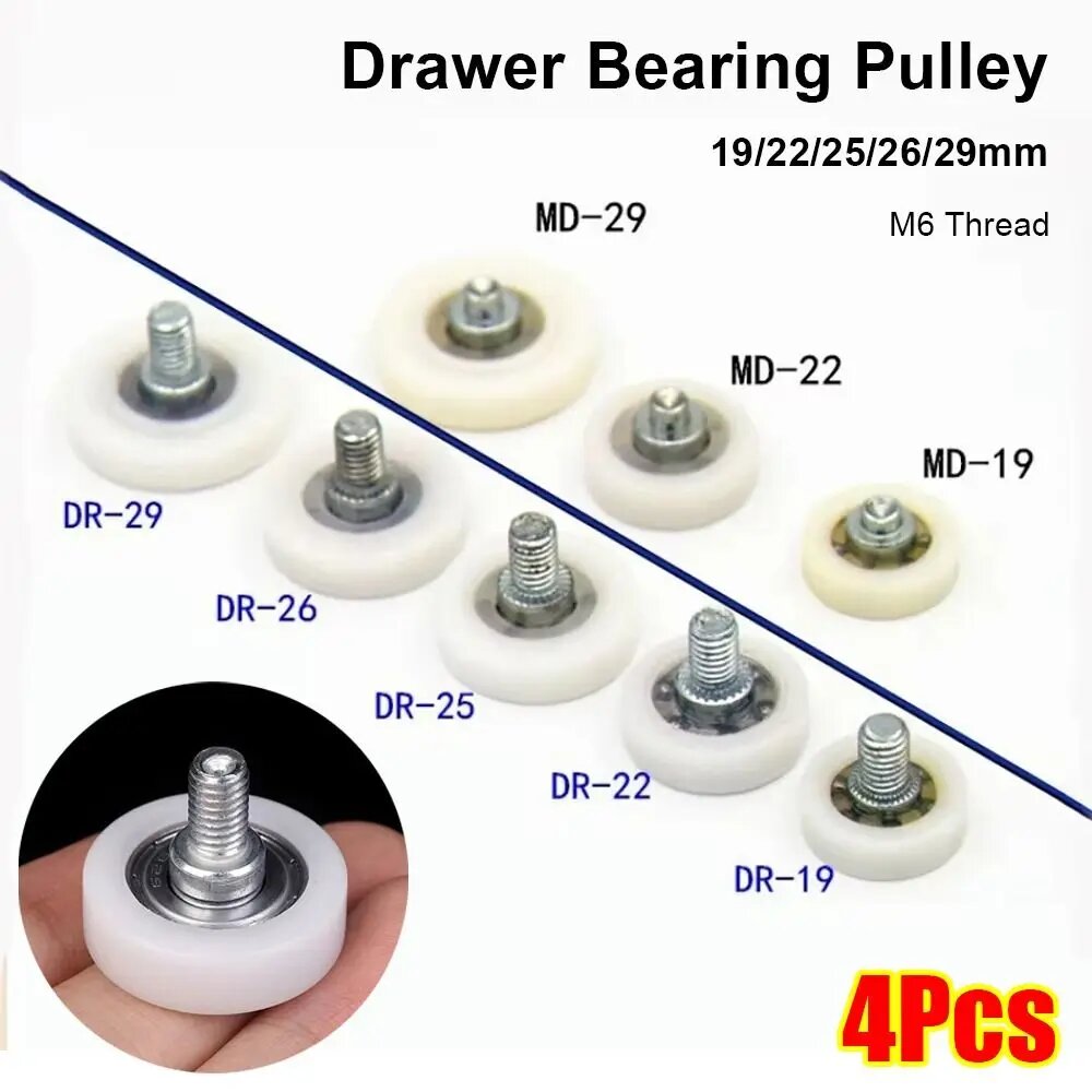 1 шт. с винтом, подшипниковый шкив ящика, нейлоновый металлический M6, шкаф с внешней резьбой, движущееся колесо, ролик для плоской раздвижной двери