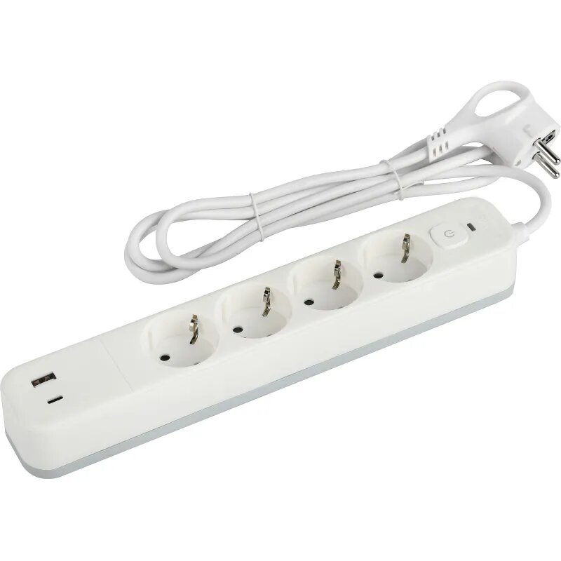 Сетевой фильтр ЭРА USF-4es-1,5m-2xUSBAC-W (4р+2xUSBA+C/1,5м/10А, белый) 2123833