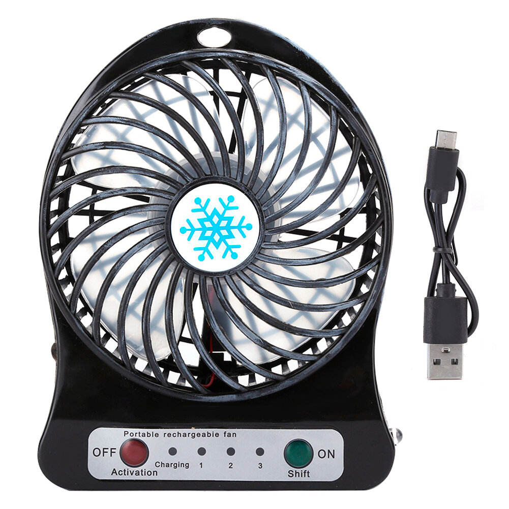 Mini Desk Fan Portable Baby Bed Car Seats Fan USB Rechargeable Small Fan Air CirculatorBlack