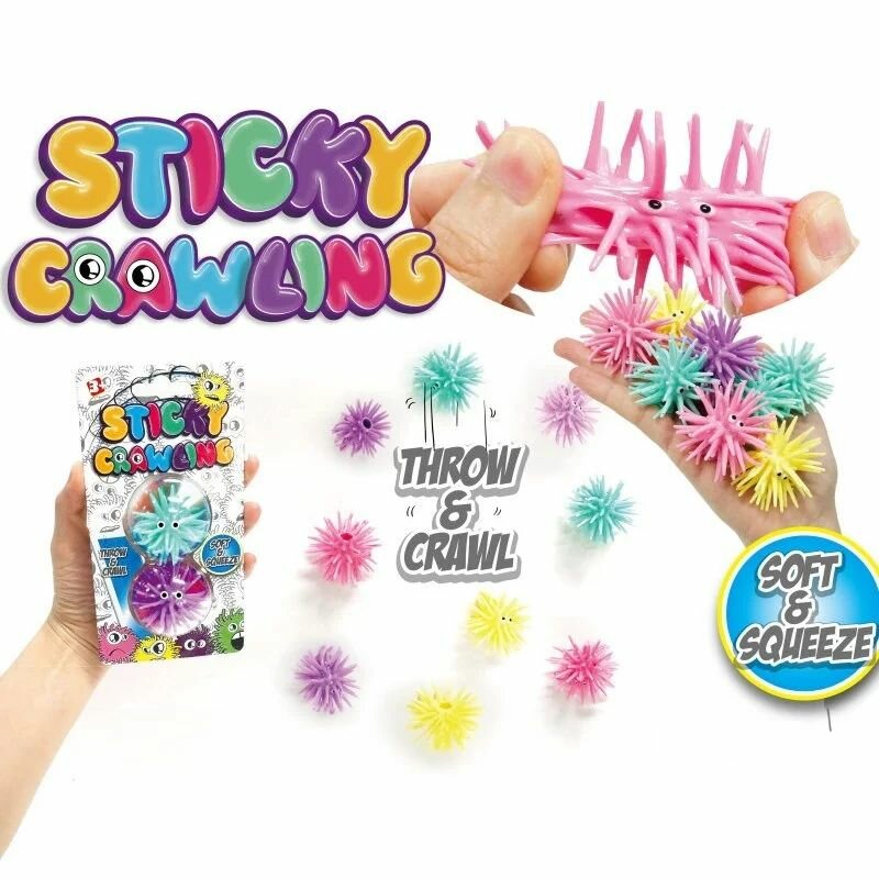 Набор фигурок КНР Ежи, sticky crawling, 3 штуки, тянучие с отверстием для ручки, в блистере