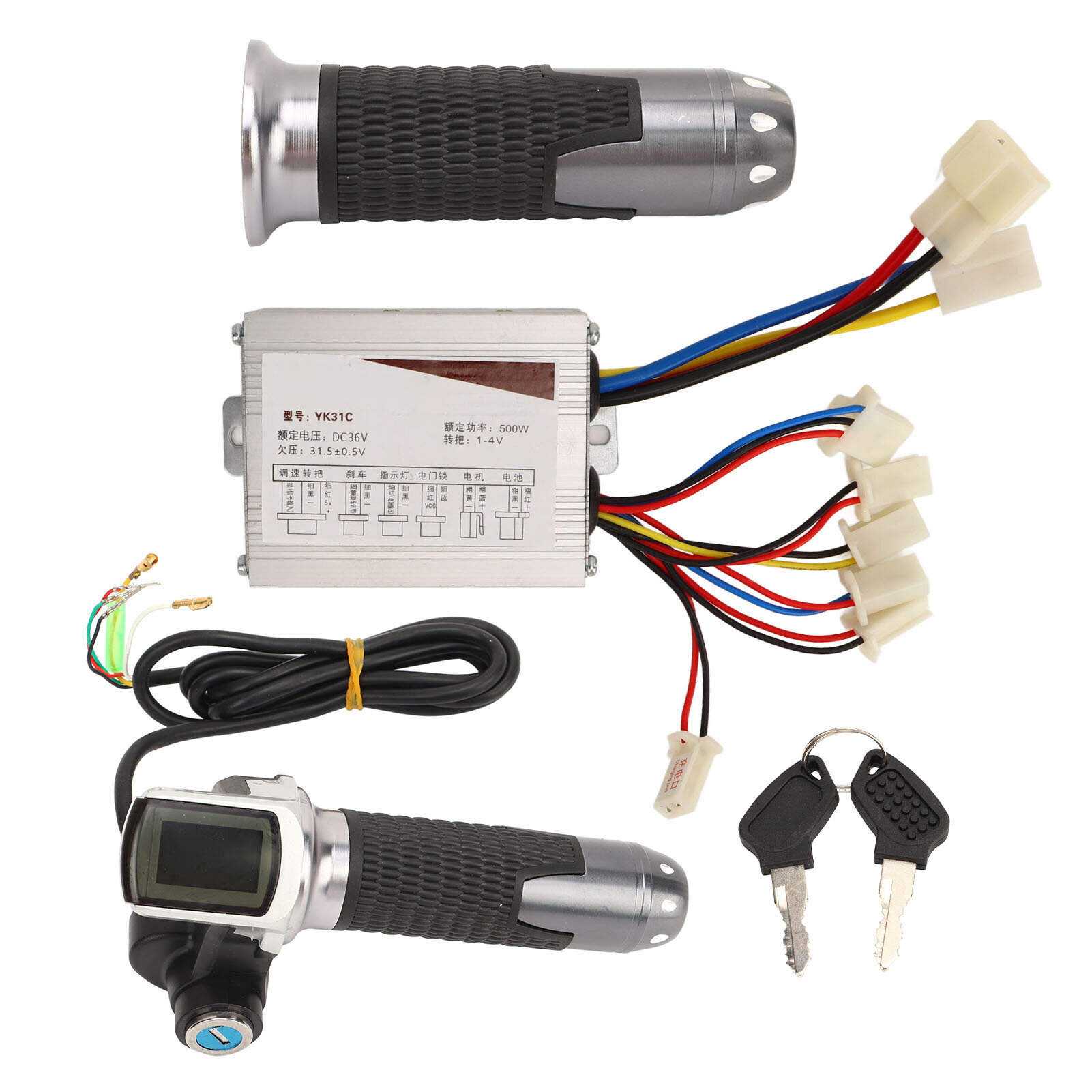 Комплект контроллера электрического велосипеда 36 В 500 Вт, комплект для переоборудования электрического велосипеда с контроллером двигателя электрического велосипеда, рукоятка дроссельной заслонки, ключи