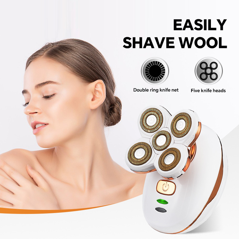 Женская бритва, электробритва, перезаряжаемая через USB бритва с пятью лезвиями для мытья всего тела и волос на теле