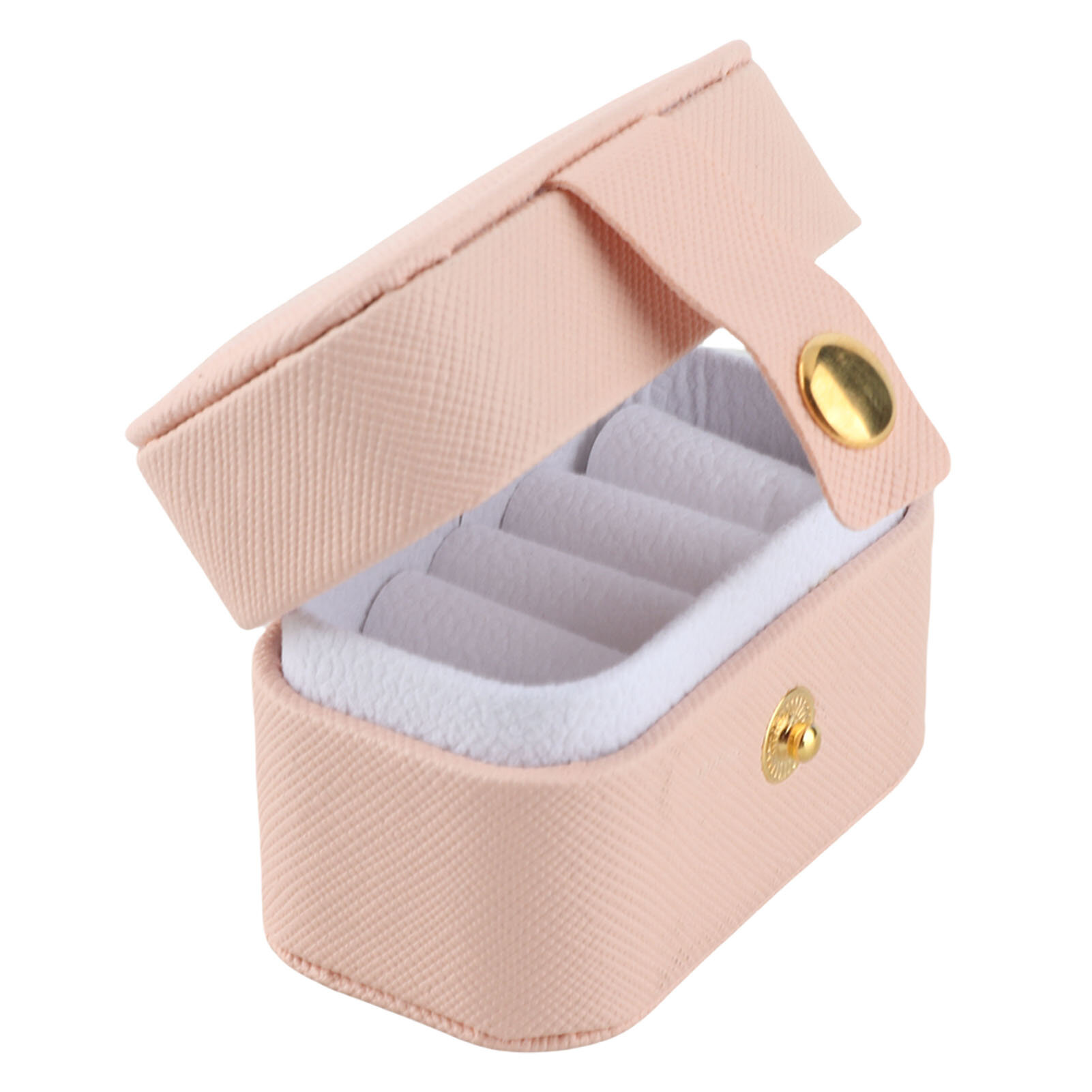 Мини-коробка для хранения колец из искусственной кожи, маленькая шкатулка для драгоценностей, органайзер, маленький дорожный футляр для сережек, розовый