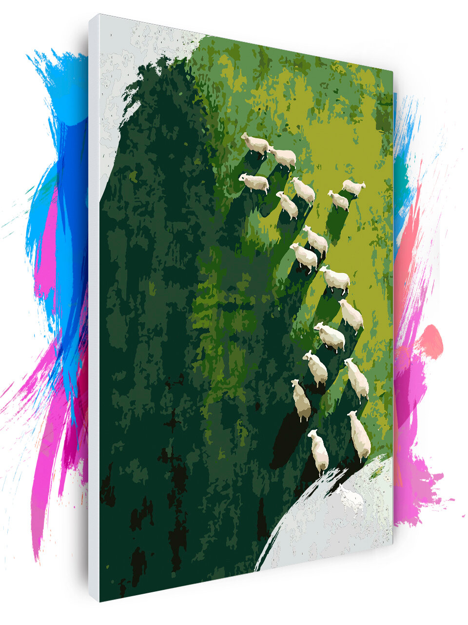 Картина по номерам на холсте Овечки на лугу, 80 х 120 см