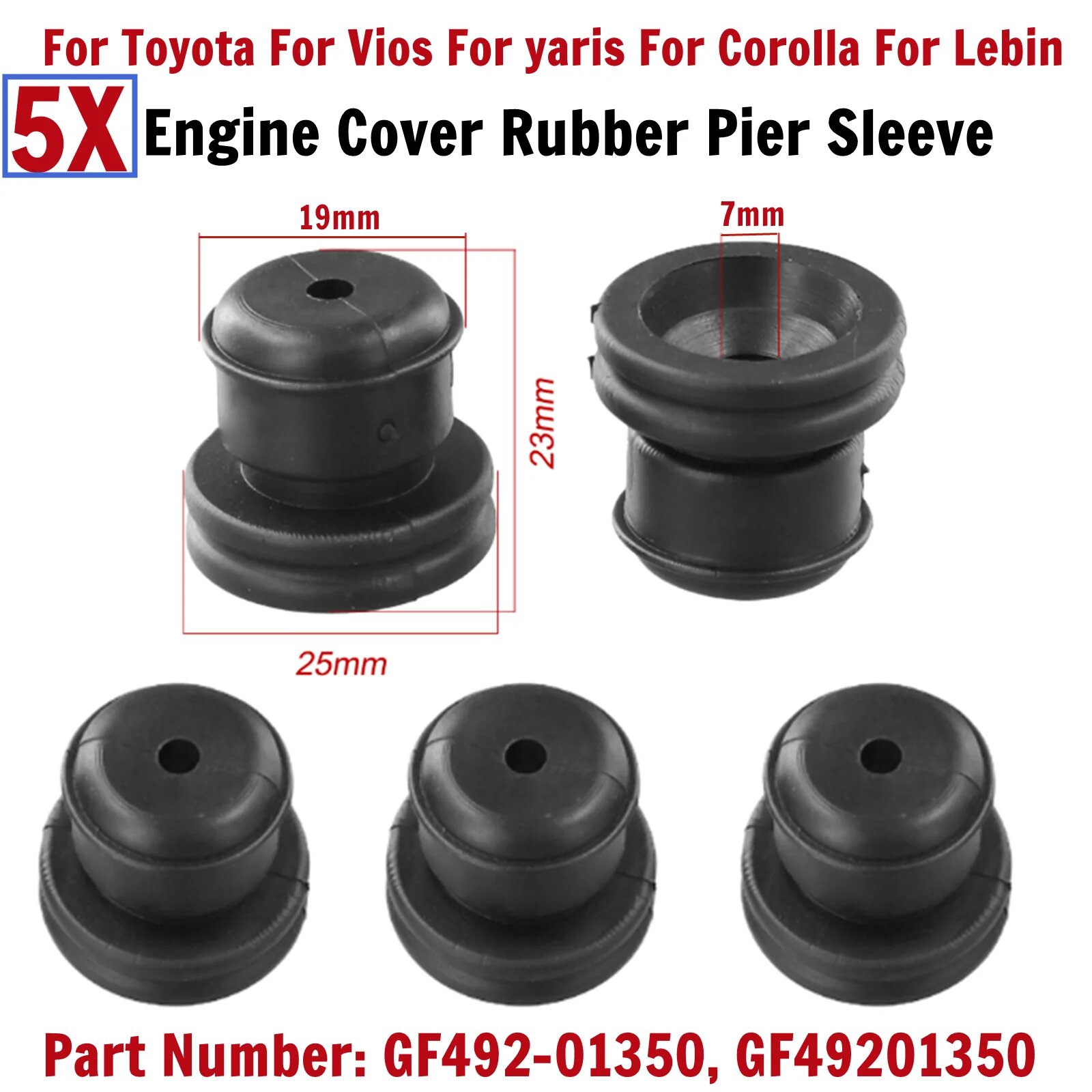 5 шт. крышка двигателя автомобиля резиновая втулка для Toyota для Vios для Corolla для Lebin для Yaris GF492-01350, GF 49201350 Противоизносные