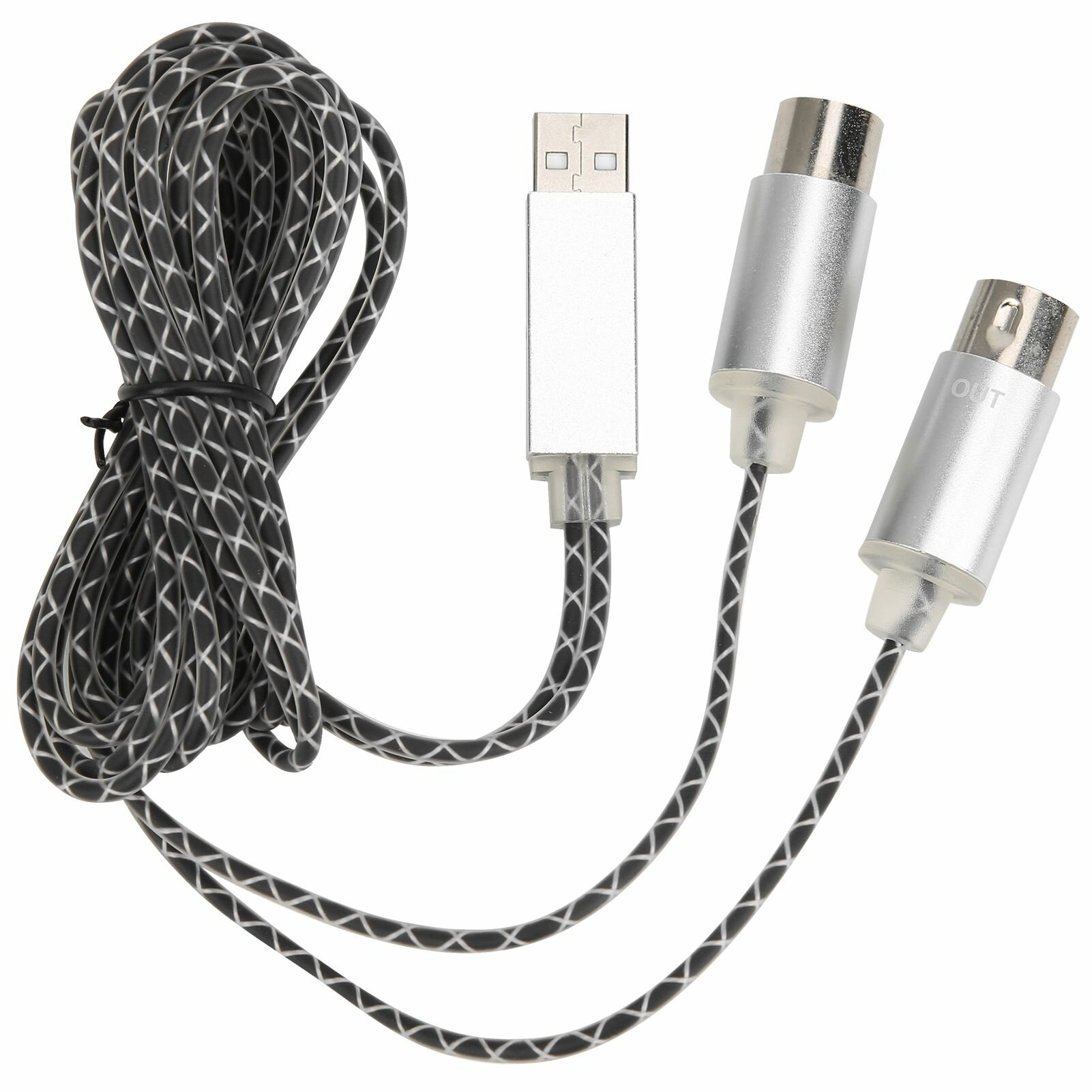 9-дюймовый кабель-конвертер MIDI в USB IN-OUT, световой индикатор, совместим с большинством MIDI-устройств, прочный и надежный