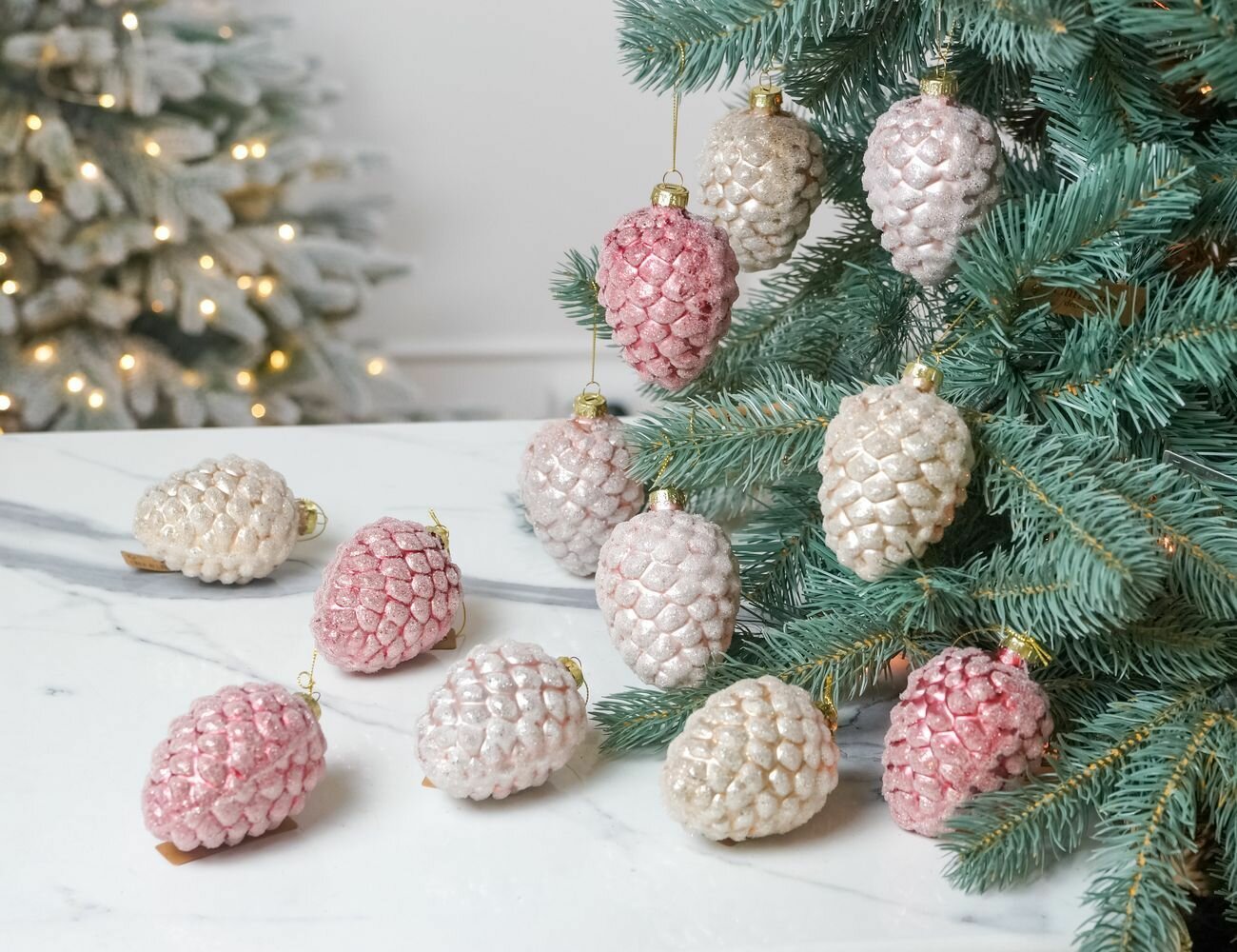 Набор ёлочных украшений шишки фонси, стекло, 10х8 см, 12 шт, Koopman International ABR524210-набор