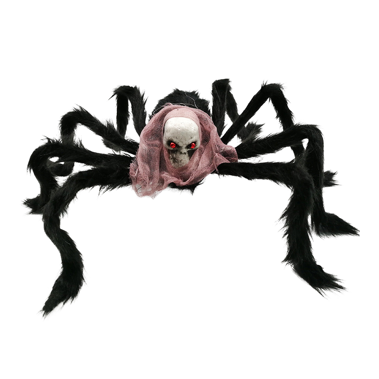 20 X 16 Inch (50*40cm) Halloween Giant Spider Skull Skeleton Head Realistic Hairy Spider Props Black Fiber Wire Foam Type 1 Type 2 Type 3 for Party Patio Lawn Garden Bar Haunted House Decoration