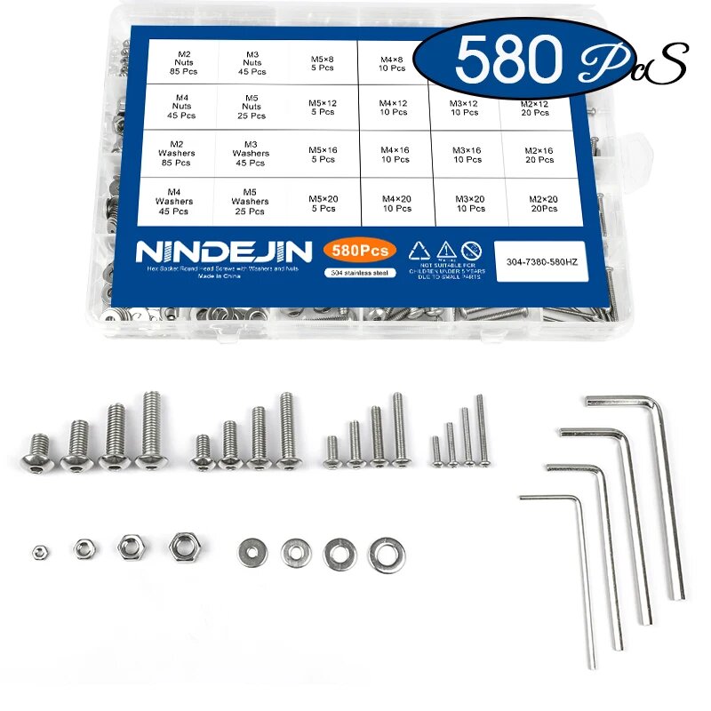 NINDEJIN набор крепежа из нержавеющей стали M2 M3 M4 M5