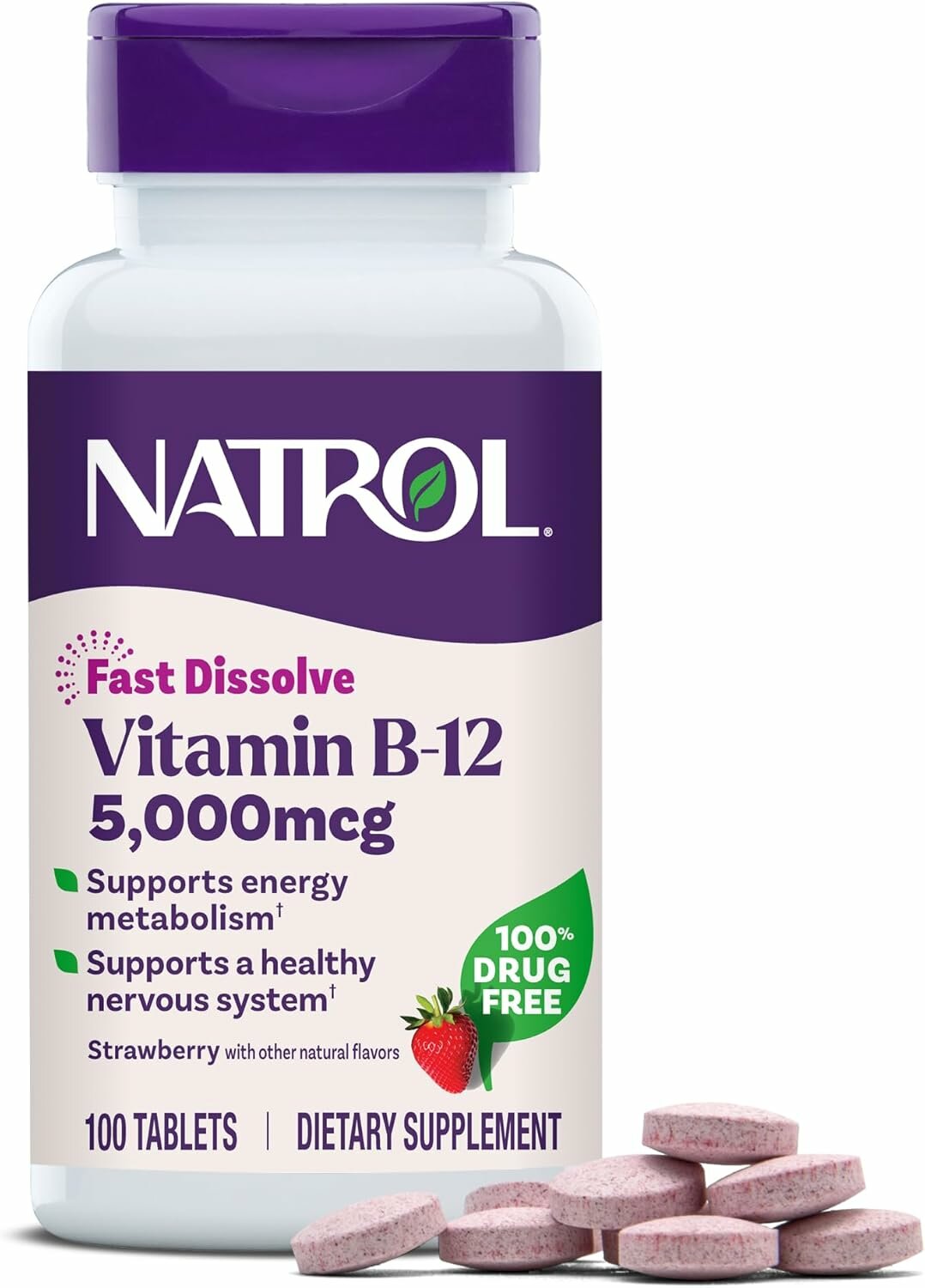 Natrol Vitamin B-12 5,000 mcg F/D 100 tabs/ Быстрорастворимые таблетки витамина B-12 5000мкг 100таб