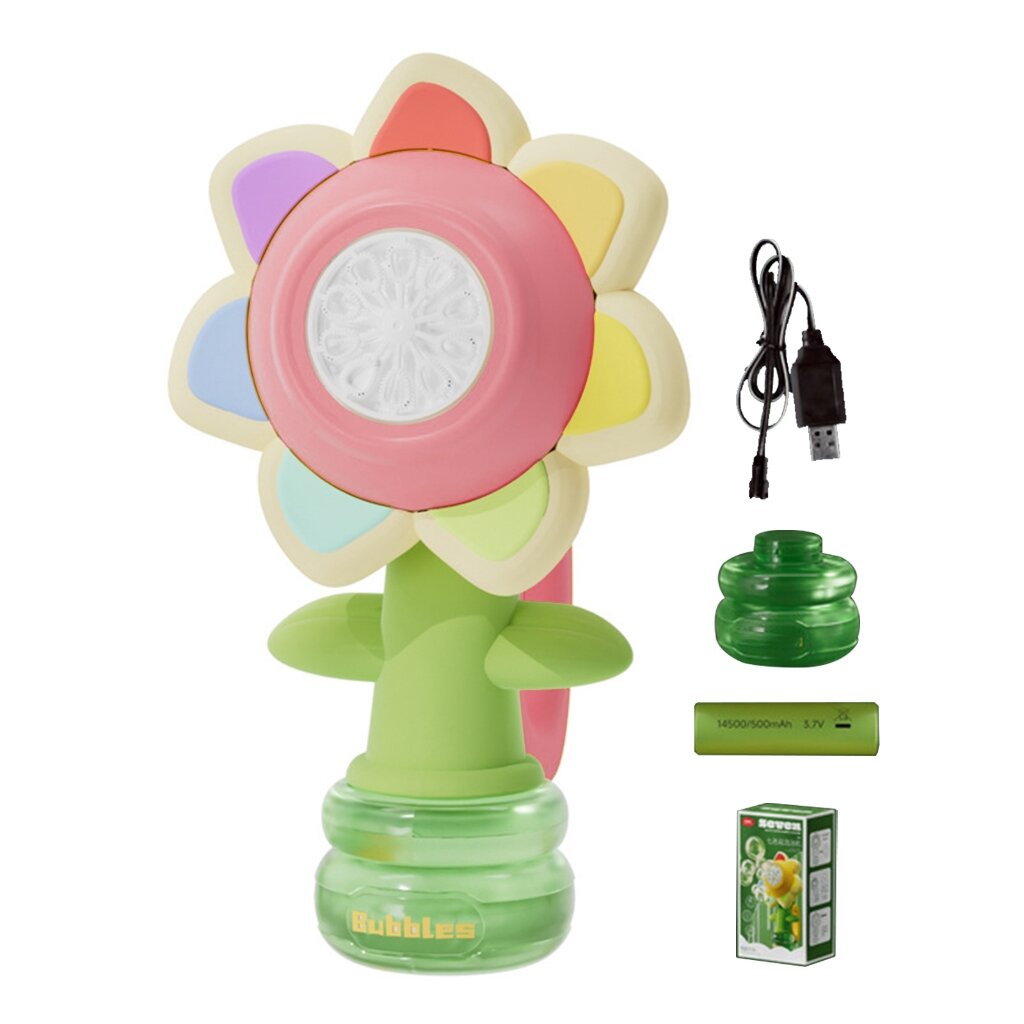 Автоматическая Машина Для Мыльных пузырей Bubble Blower Guns Sunflower Shape для Малышей Kids Light up Electric Bubble Maker Toy