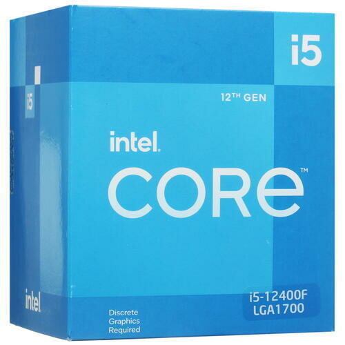 Процессор Intel Core i5-12400F BOX (BX8071512400F-SRL5Z) - LGA 1700, 6 x 2.5 ГГц, L2 - 7.5 МБ, L3 - 18 МБ, 2хDDR4, DDR5-4800 МГц, TDP 117 Вт, кулер