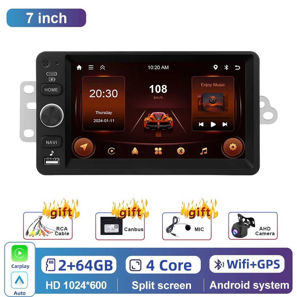 Podofo 7-дюймовый автомобильный стерео радио для Chevrolet GMC Hummer Savanna 2003-2006 Carplay Android автонавигация Bluetooth WIFI плеер 2G 64G Carplay AHD