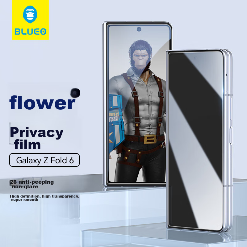 Mr. Blue Gorilla Tempered Glass Screen Protector for Samsung Z Fold 6, Foldable Screen Galaxy Z Fold 6 Privacy Film, High-Definition Protective Film, Anti-Peeping, Anti-Spy Protection Sticker