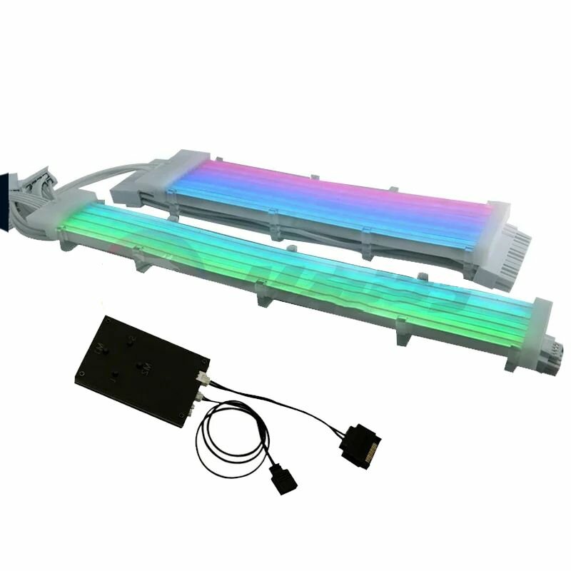 Удлинительные кабели для графического процессора RTX 4060 4070 4080 4090, 16 контактов (12+4), удлинительный кабель ATX для графического процессора, ARGB-кабель, неоновая линия, Rainble Tie, 5 В, детали синхронизации материнской платы