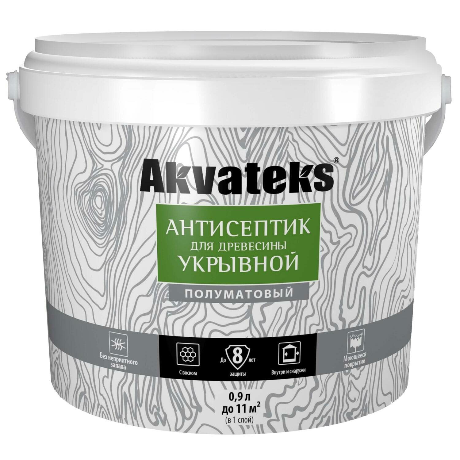 Антисептик Akvateks база A полуматовый белый 0.9 л