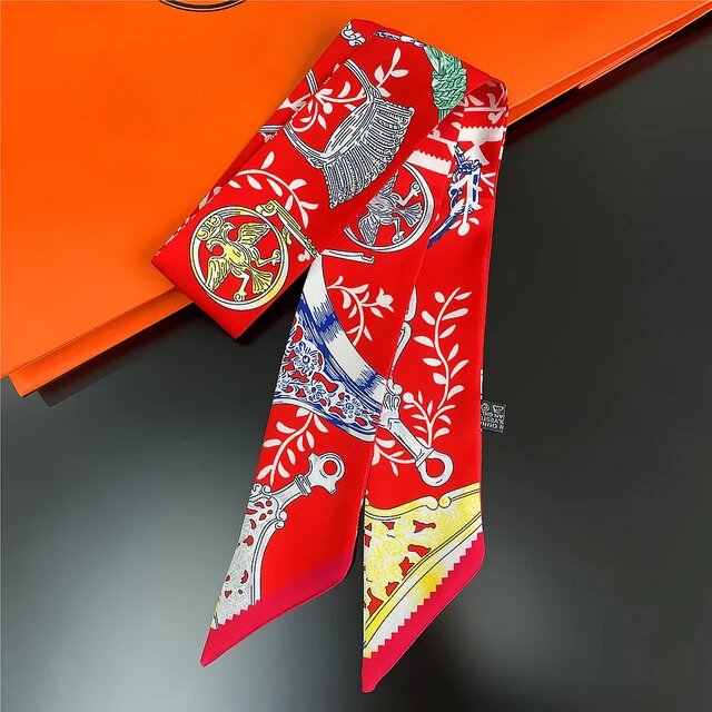 2025 Новый шёлковый шарф с лямками 100% брендовые сумки шарфы женский модный дизайнерский шейный платок шарф аксессуары для волос головные повязки фуляр