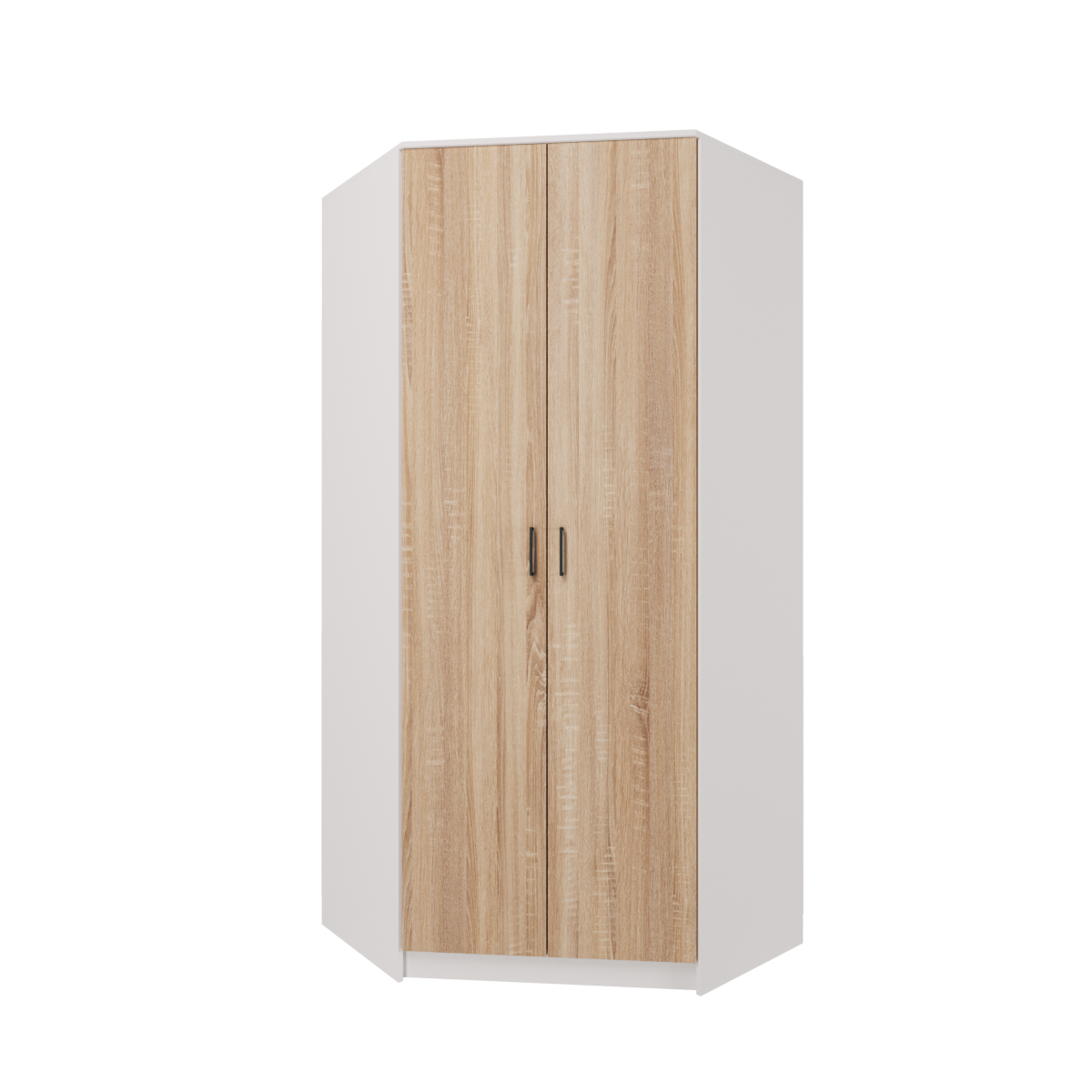 Шкаф для одежды распашной угловой Фреш-4-2, Белый/Дуб сонома, 1100х1100х2400 мм, для офиса