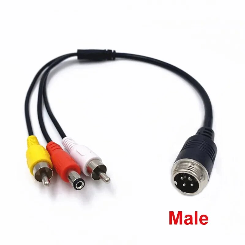 10 шт. GX12 4-контактный авиационный штекер «папа/гнездо» на 2 RCA + штекерный удлинительный кабель постоянного тока для камеры видеонаблюдения, провод DVR 35 см, 4Pin Male
