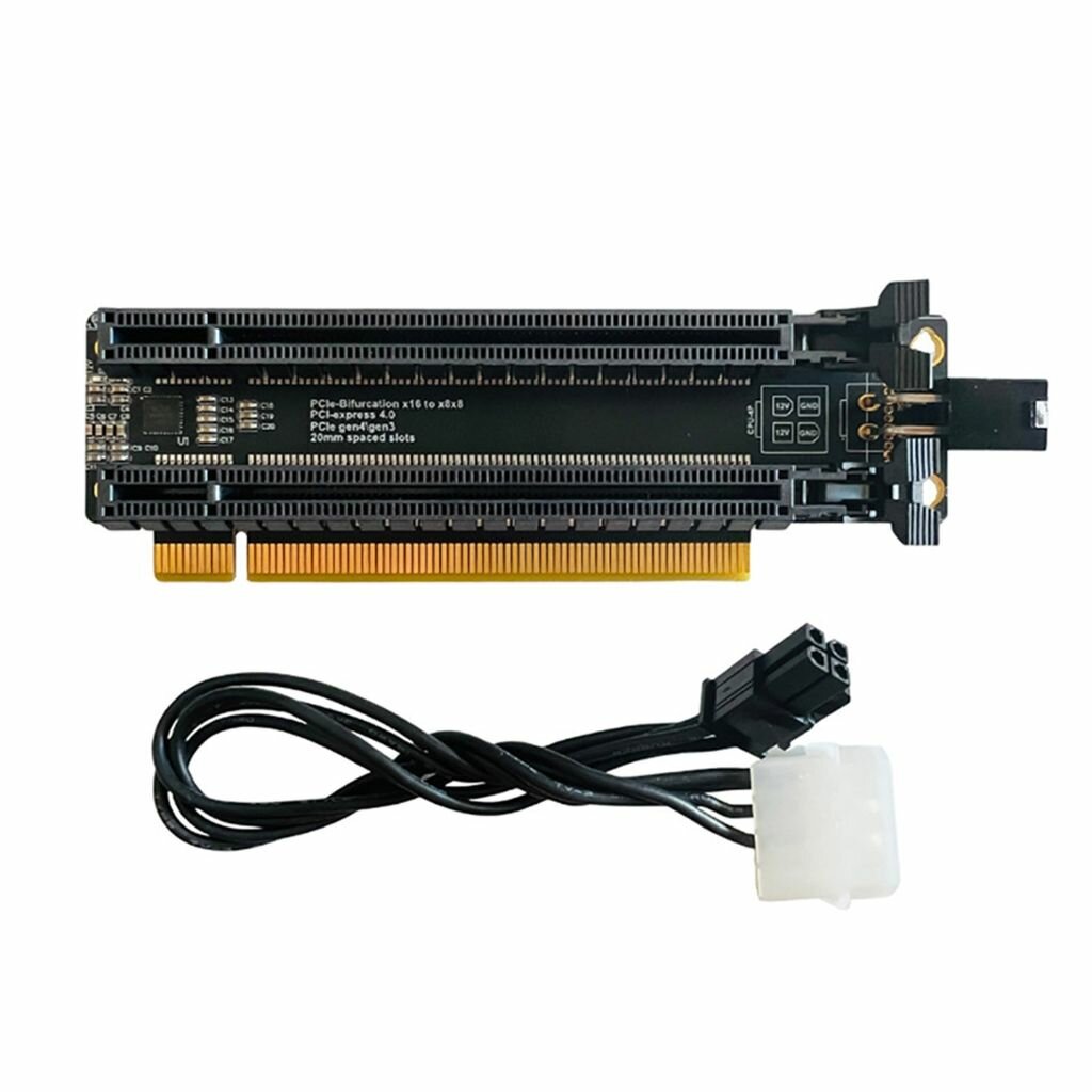 Плата адаптера MyPads PCIe 4.0 x16 1-2 Gen4 с разъемом питания 4P / SATA для ПК