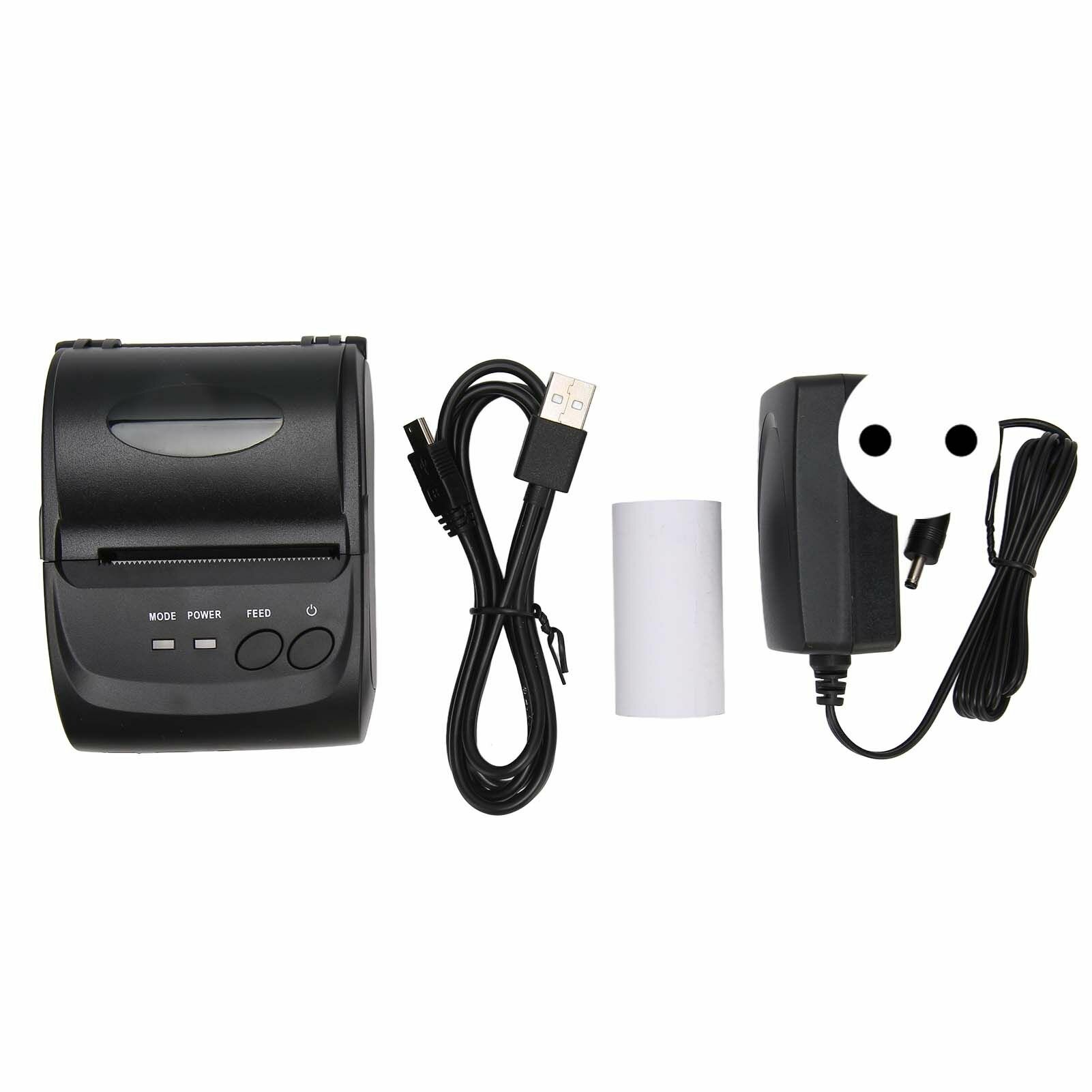 Термопринтер 58 мм BT4.0 90 мм/с 100 км TPH 203DPI Интерфейс USB Принтер этикеток для офисной логистики 100 240 В, вилка европейского стандарта