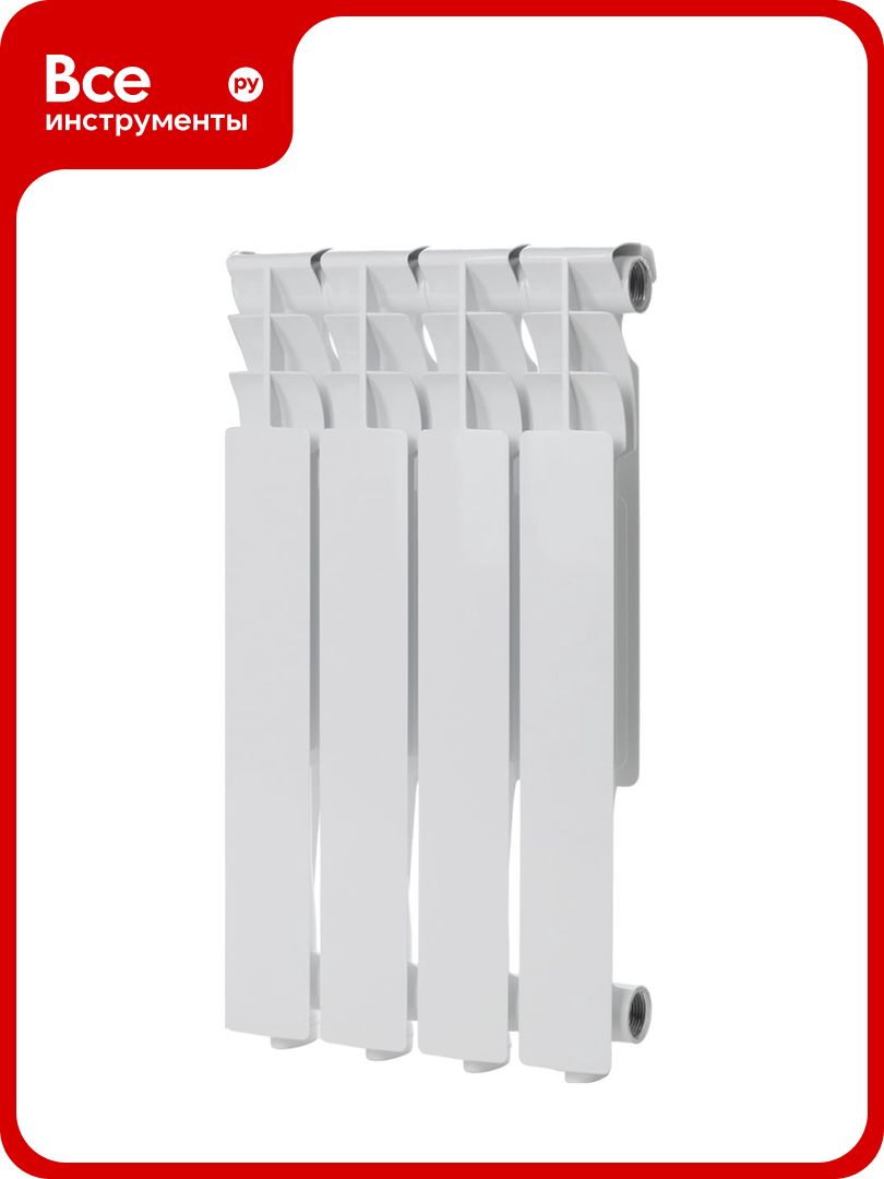 Алюминиевый радиатор OASIS ECO 500/80/4, плоскосекционный настенный с боковым подключением, белый, бытовой серии